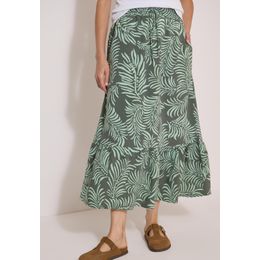 Maxirock Cecil, Damen, Gr. L (42), khaki, Stoff, 100% Viskose, gemustert, comfort fit lang, R&ouml;cke Maxirock, mit Bl&auml;tterprint
