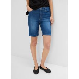Bermudas bonprix, Damen, Gr. 40, N-Gr, blau denim used (l&auml;nge: regul&auml;r), Obermaterial: 82% Baumwolle, 17% Polyester, 1% Elasthan, regular fit, Hosen Bermudas, regular fit Passform, aus Baumwolle, Polyester und Elasthan
