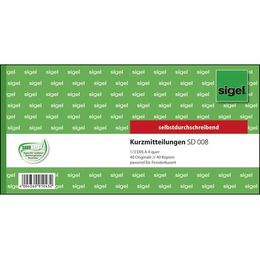Sigel Formularb&uuml;cher Kurzmitteilungen SD008, 2x 40 Blatt