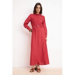 Braunes, flaches, langes, l&auml;ssiges/alltagstaugliches A-Linien-Hijab-Kleid f&uuml;r Damen
