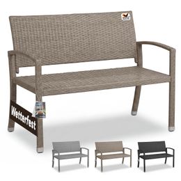 Casaria Polyrattan Gartenbank Creme-Beige 122x58x87cm
