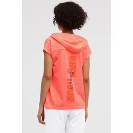 Kapuzenshirt SOCCX, Damen, Gr. L, rot, Single Jersey, Material: 100% Baumwolle, bedruckt, regular fit normal, V-Ausschnitt, Shirts Kapuzenshirt, mit V-Ausschnitt