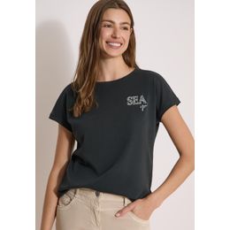 T-Shirt Cecil, Damen, Gr. L (42), palm breeze gr&uuml;n, Web, 100% Baumwolle, unifarben, comfort fit normal, Rundhals, normaler Saum, Shirts T-Shirt, mit Rundhalsausschnitt