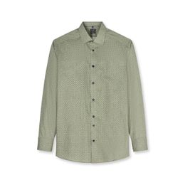 Langarmhemd OLYMP "Luxor", Herren, Gr. 46, N-Gr, oliv, Web, Obermaterial: 100% Baumwolle, normal, 2-Knopf-Manschette, Hemden, Businesshemd, modern fit, New-Kentkragen