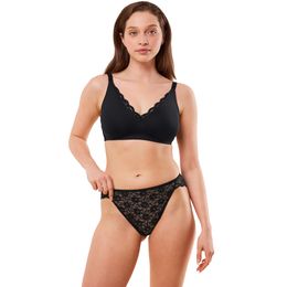 Tai-Slip Triumph "Amourette", Damen, Gr. 42, schwarz, Spitze, Obermaterial: 77% Polyamid, 23% Elasthan. Spitze: 86% Polyamid, 14% Elasthan, unifarben, k&ouml;rpernah, Unterhosen, Stretch-Spitze, hoher Beinausschnitt