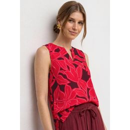 Shirttop Street One, Damen, Gr. 36, salsa rot, Jersey, Obermaterial: 95% Viskose, 5% Elasthan, bedruckt, normal h&uuml;ftbedeckend, V-Ausschnitt, Tops Shirttop, Sommertop mit Strukturmix und Print