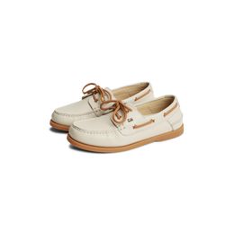 Tommy Hilfiger Damen Bootsschuh "TH FLAG BOAT SHOE CORE LEATHER", Gr. 42beige, Leder, kontrastfarbene Details, unifarben mit Farbeinsatz, Schuhe,