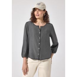 Damen Jeansblusetencel grau, Gr. 34, STREET ONE STUDIO, unifarben, Jeans, 100% Lyocell, Blusen, in Denim-Optik