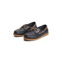 Bootsschuh Tommy Hilfiger "TH FLAG BOAT SHOE CORE LEATHER", Damen, Gr. 37, dunkelblau, Leder, kontrastfarbene Details, unifarben mit Farbeinsatz, Schuhe Bootsschuh, Schn&uuml;rschuh, Sommerschuh mit modischen Durchz&uuml;gen