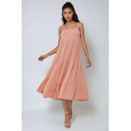 Strukturiertes A-Linien Midi-Kleid