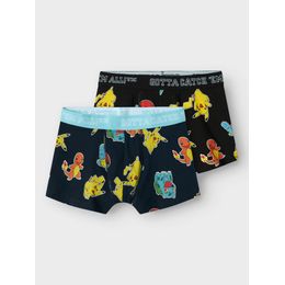 Boxershorts name it "NKMASGAR POKEMON 2P BOXER NOOS SKY", Jungen, Gr. 146 (152), 2 Stk., schwarz, Jersey, Obermaterial: 95% Baumwolle, 5% Elasthan, bedruckt, Unterhosen