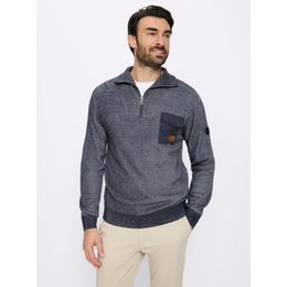 Stehkragenpullover Marco Donati "Pullover", Herren, Gr. 50, marine, ecru, meliert, 100% Polyacryl, meliert, Pullover Stehkragenpullover
