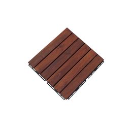 9er-Set Massivholz-Klickfliese aus Akazienholz, ca. 30 x 30 cm - Braun
