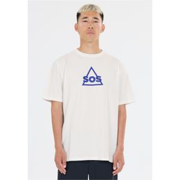 Funktionsshirt SOS "Kvitfjell", Jungen, Gr. L, wei&szlig;, 94% Baumwolle, 6% Elasthan, bedruckt, unifarben, normal, Rundhals, Shirts Funktionsshirt, mit biologischer Baumwolle und subtilem SOS-Print