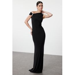 Unifarbenes, langes Maxikleid f&uuml;r Damen, ideal f&uuml;r Abschlussball oder Abiball, figurbetont, perfekt geschnitten