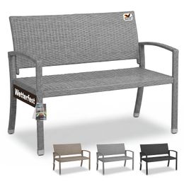 Casaria Polyrattan Gartenbank Grau 122x58x87cm