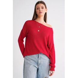 &Uuml;bergro&szlig;er Bootsausschnitt-Strickpullover