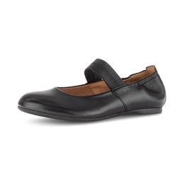 Riemchenballerina Gabor, Damen, Gr. 39, schwarz, Nappaleder, Ziegenveloursleder, Schuhe Riemchenballerina, Businessschuh, Flats mit Gummizugverschluss
