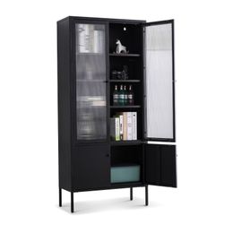 Coemo Vitrine Tokio schwarz 80x35x180cm Metall Glast&uuml;ren