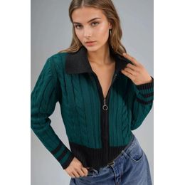 Poloshirt-Kragen mit Rei&szlig;verschluss Strickjacke