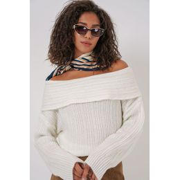 &Uuml;bergr&ouml;&szlig;er Ripp-Strickpullover mit Madonna-Kragen