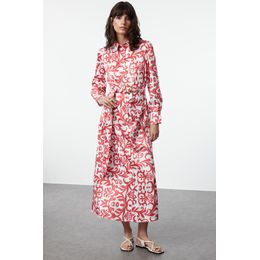 Ecrufarbenes, gebl&uuml;mtes Maxikleid f&uuml;r Damen, lang, l&auml;ssig/alltagstauglich, mit Hijab-Absatz