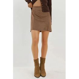 Hochtaillierter Mini-Suede-Rock mit Schlitz