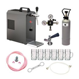 ich-zapfe Komplett Set - Zapfanlage JET 30 Bierkoffer, Durchlaufk&uuml;hler 1-leitig Trockenk&uuml;hler, bis zu 35 Liter/h, inkl. Biergl&auml;ser ISAR 0,3 Liter 6 Stk., Zapfkopf:5 Liter Adapter