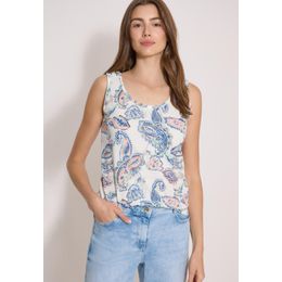 Tr&auml;gertop Cecil, Damen, Gr. L (42), vanillewei&szlig;, Web, 100% Baumwolle, Paisley, normal normal, V-Ausschnitt, abgesteppt, Tops Tr&auml;gertop, aus reiner Baumwolle