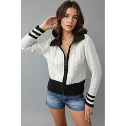 Polo-Hals Rei&szlig;verschluss-Cardigan