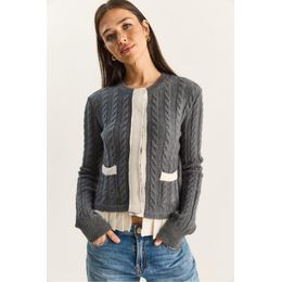 Haarschnurrbart-Muster Strick-Cardigan