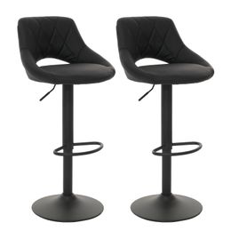 2er-Set Barhocker MCW-N64, Barstuhl Tresenhocker, Fu&szlig;ablage drehbar, Kunstleder Metall ~ schwarz