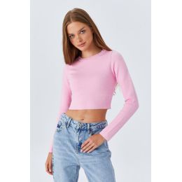 Langarm Basic Crop Stricktop