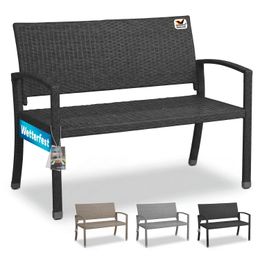Casaria Polyrattan Gartenbank Schwarz 122x58x87cm