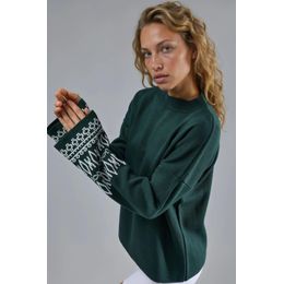 Rundhals-Jacquard-Strickpullover