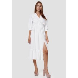 RAYSHYNE Damen Sommerkleid Romantisches Kleid mit R&uuml;sche und Schlitz RS15