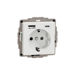 Merten MEG2367-0325 Schuko Steckdose mit integriertem USB-Ladeger&auml;t f&uuml;r Smartphones oder Tablets, Farbe polarwei&szlig; gl&auml;nzend, MEG2367-0325)