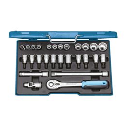Gedore Steckschl&uuml;sselsatz, Set 27tlg, 6-/12-kant, 1/2 Zoll, 10-30mm, Werkzeug, Knarre Umschalthebel, f&uuml;r KFZ, D19 IMU 10 (6140090)
