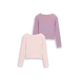 T-Shirt Tom Tailor, M&auml;dchen, Gr. 140, sanftes wei&szlig; pink stripe, Single Jersey, Obermaterial: 93% Baumwolle, 7% Elasthan, geringelt, normal h&uuml;ftbedeckend, Rundhals, Shirts T-Shirt, 2er Pack geringelt