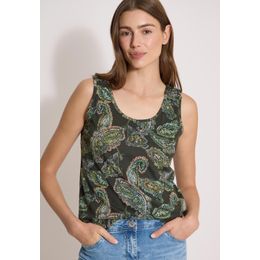 Tr&auml;gertop Cecil, Damen, Gr. L (42), raw khaki, Web, 100% Baumwolle, Paisley, normal normal, V-Ausschnitt, abgesteppt, Tops Tr&auml;gertop, aus reiner Baumwolle