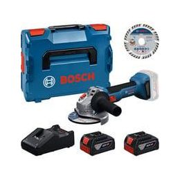 Bosch Werkzeug-Set Akku Winkelschleifer mit 2 Akkus 4.0 Amperestunden und Trennscheibe 125 mm in L-BOXX