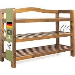 Casaria Schuhregal aus Akazienholz 3 Etagen