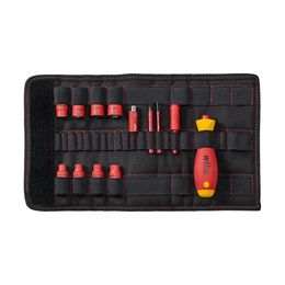 wiha Schraubendreher und Steckschl&uuml;sseleinsatz 1/4 Zoll Set slimVario electric gemischt 13-tlg. in Falttasche (43467)