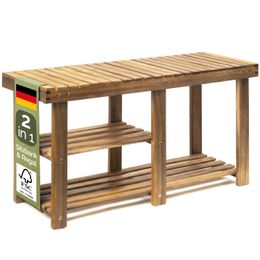 Casaria Schuhregal 2in1 Braun Akazienholz 87x30x45cm