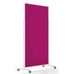 MAGNETOPLAN mobile Moderationstafel VarioPin White, Hoch-/Querformat, 2-seitig nutzbar, B 1000 x H 1800 mm, Filz/Aluminium, pink/wei&szlig;