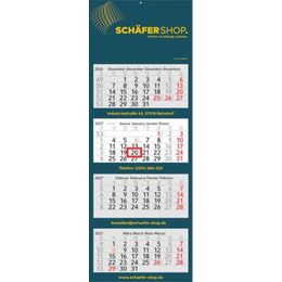 Sch&auml;fer Shop Sch&auml;fer Shop Select 4-Monatsplaner 2027, Wandkalender, faltbar, Datumsschieber, Kalendarium f&uuml;r D/GB/F/NL, Feiertage rot, B 330 x H 900 mm, Papier