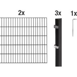 Doppelstabmattenzaun Alberts "Grundset", schwarz, H:140cm, Stahl, Zaunelemente, H&ouml;he: 80-200 cm, Gesamtl&auml;nge: 4-30 m, zum Einbetonieren