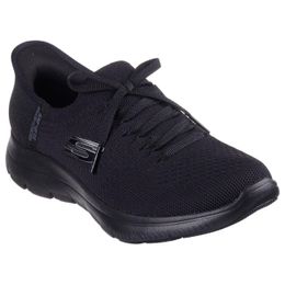 Slip-On Sneaker Skechers "SUMMITS-NEW DAILY", Damen, Gr. 35, schwarz (schwarz, uni), Textil, Schuhe, Slipper, Freizeitschuh in veganer Verarbeitung