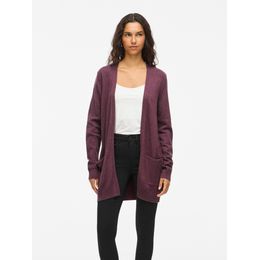 Strickjacke Vila "VIRIL OPEN L/S KNIT CARDIGAN - NOOS", Damen, Gr. XL, fig detail:schwarz melange, Strick, Obermaterial: 50% Viskose, 27% Nylon, 23% Polyester, meliert, regular fit h&uuml;ftbedeckend, V-Ausschnitt, Strickjacken Strickjacke, Viskosemischung, regular fit