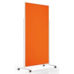 MAGNETOPLAN mobile Moderationstafel VarioPin White, Hoch-/Querformat, 2-seitig nutzbar, B 1000 x H 1800 mm, Filz/Aluminium, orange/wei&szlig;